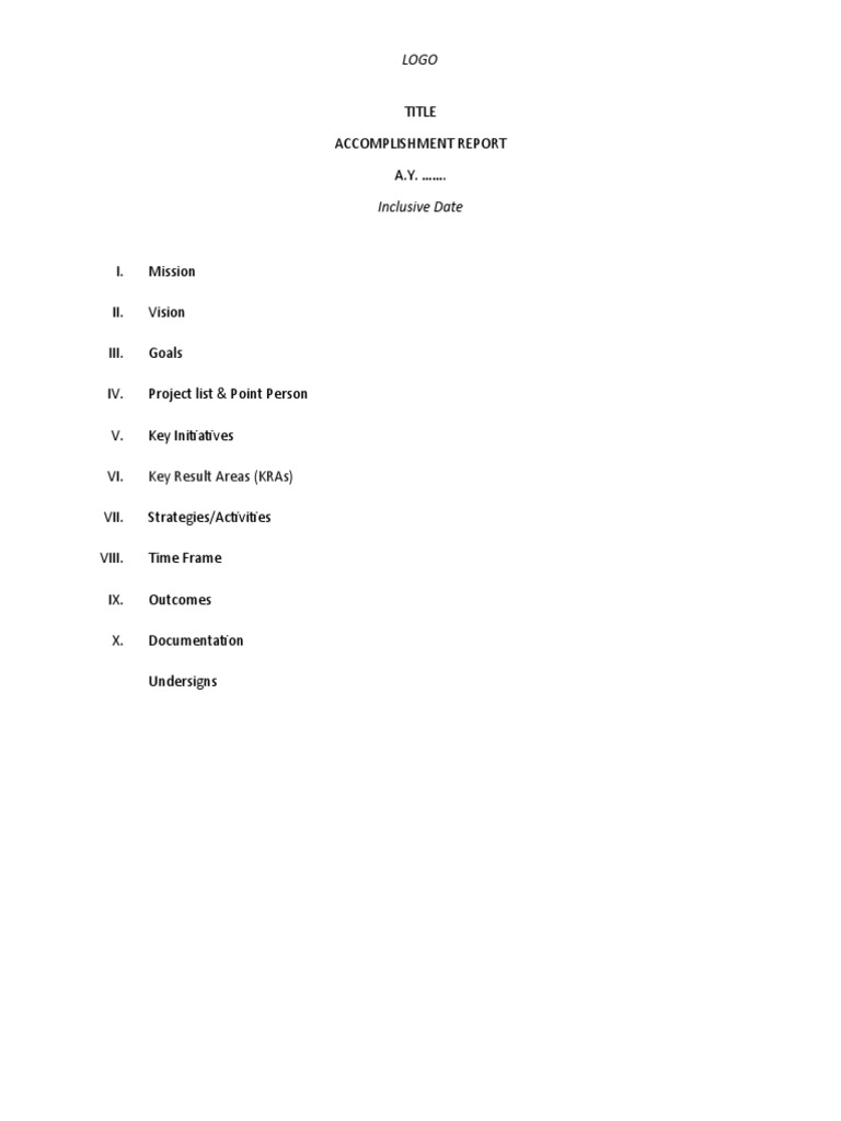 Accomplishment Report Template | PDF