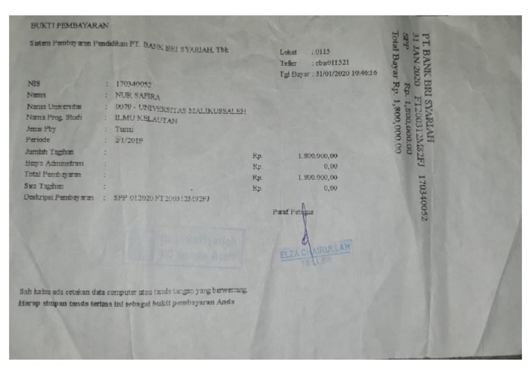 Slip Pembayar UKT | PDF