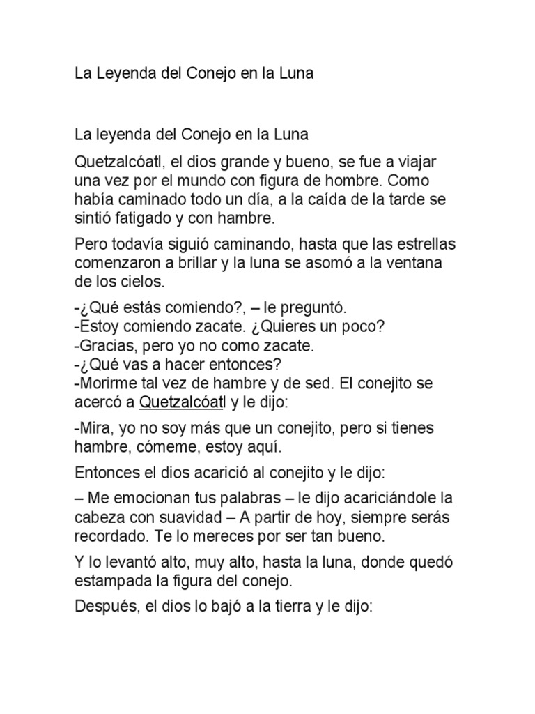 Leyenda del Conejo en la Luna | PDF | Filosofía | Religión y espiritualidad