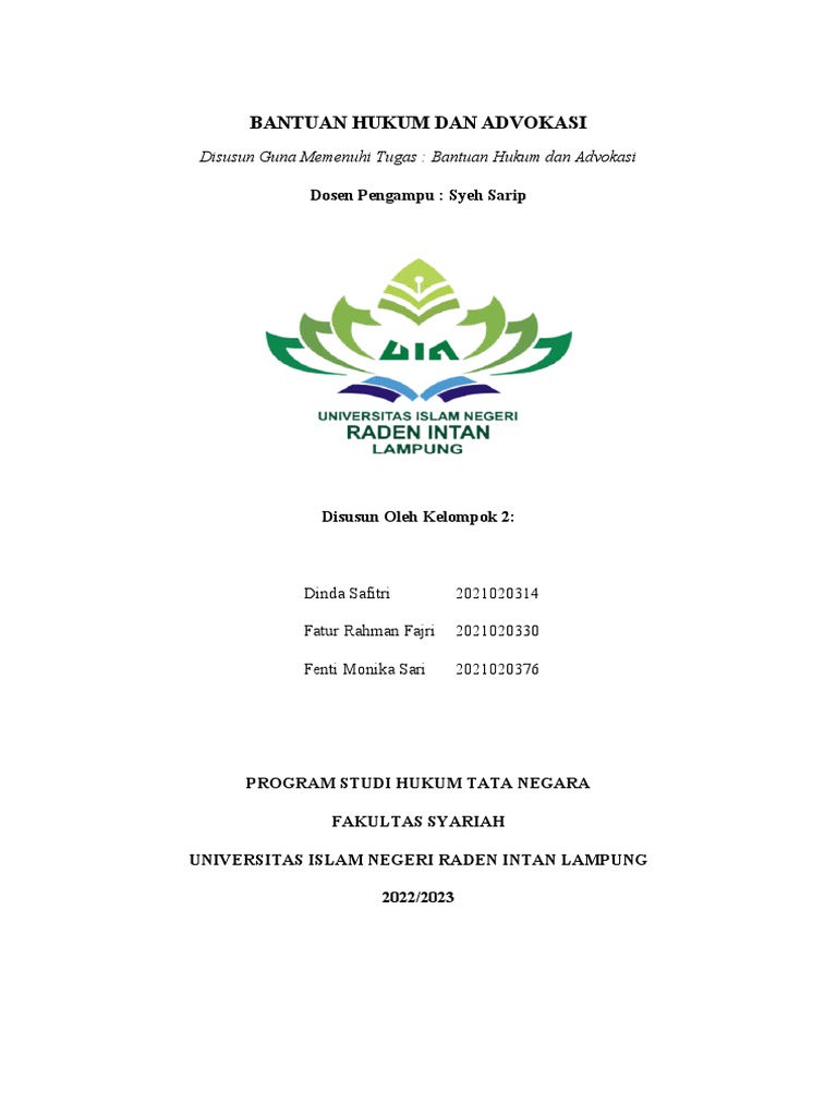 BANTUAN HUKUM DAN ADVOKASI Kl2 | PDF | Hukum