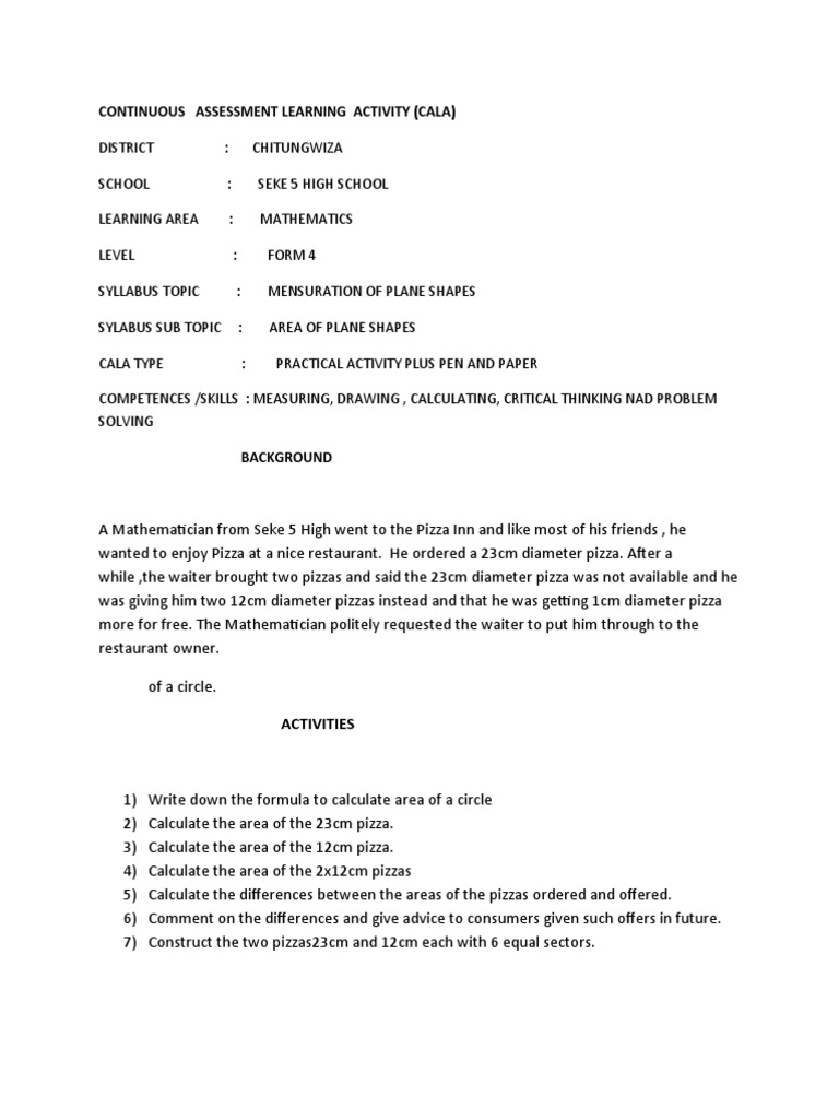 Cala Form 3 2022 | PDF