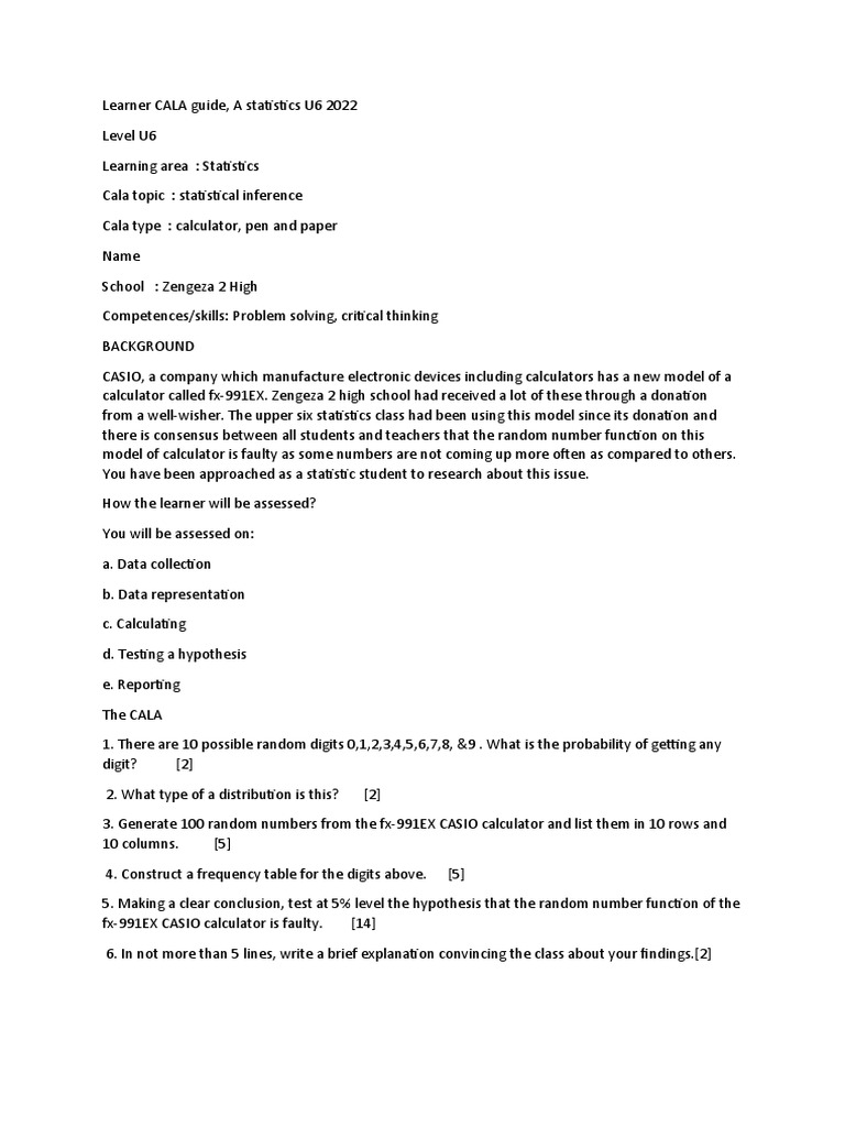 Cala 4 Statistics | PDF