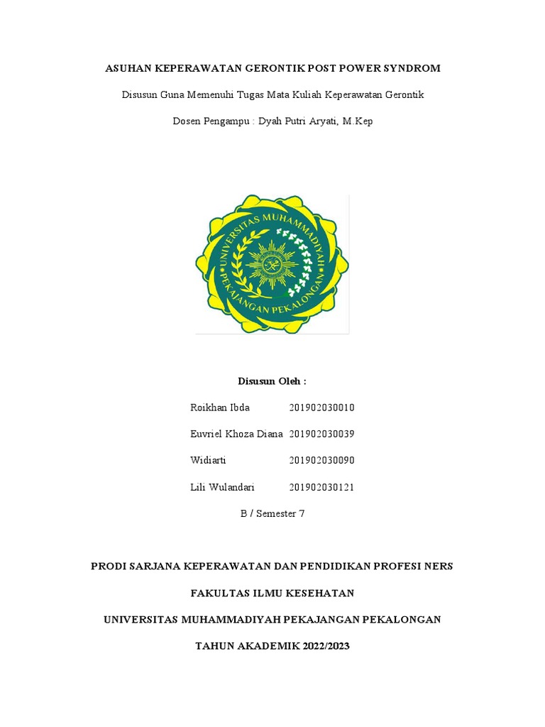 Asuhan Keperawatan Gerontik Post Power Syndrome Kelompokk 9 | PDF ...