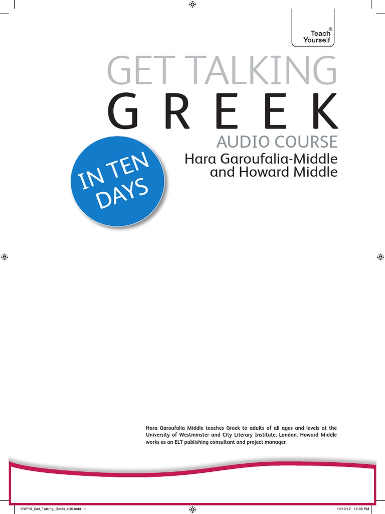 Get Talking Greek in Ten Days | PDF | Grammatical Gender | English Language