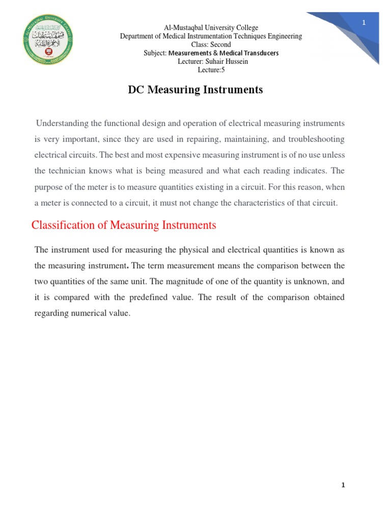 DC Measuring Instruments | PDF