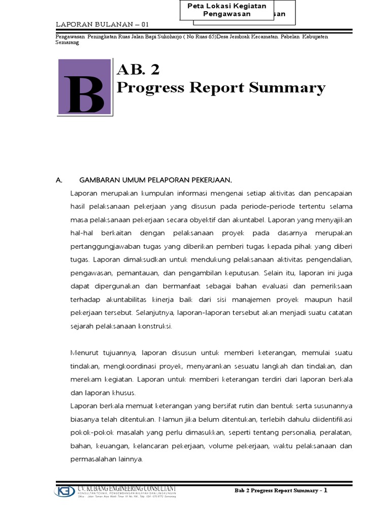 Bab 2 Progres Report Summary - Rev | PDF