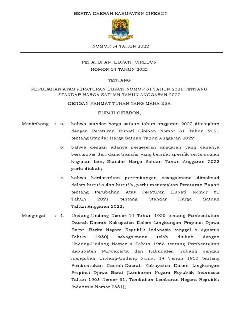 BD Perbup Perubahan SHS 2022 | PDF