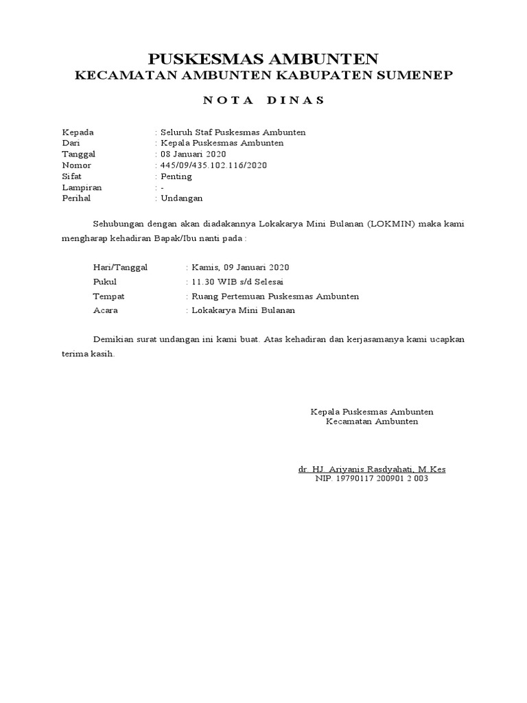 Contoh Nota Dinas | PDF