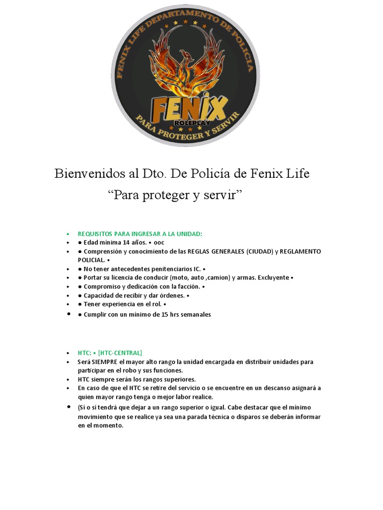 Requisitos y Normas Policía Fenix Life | PDF