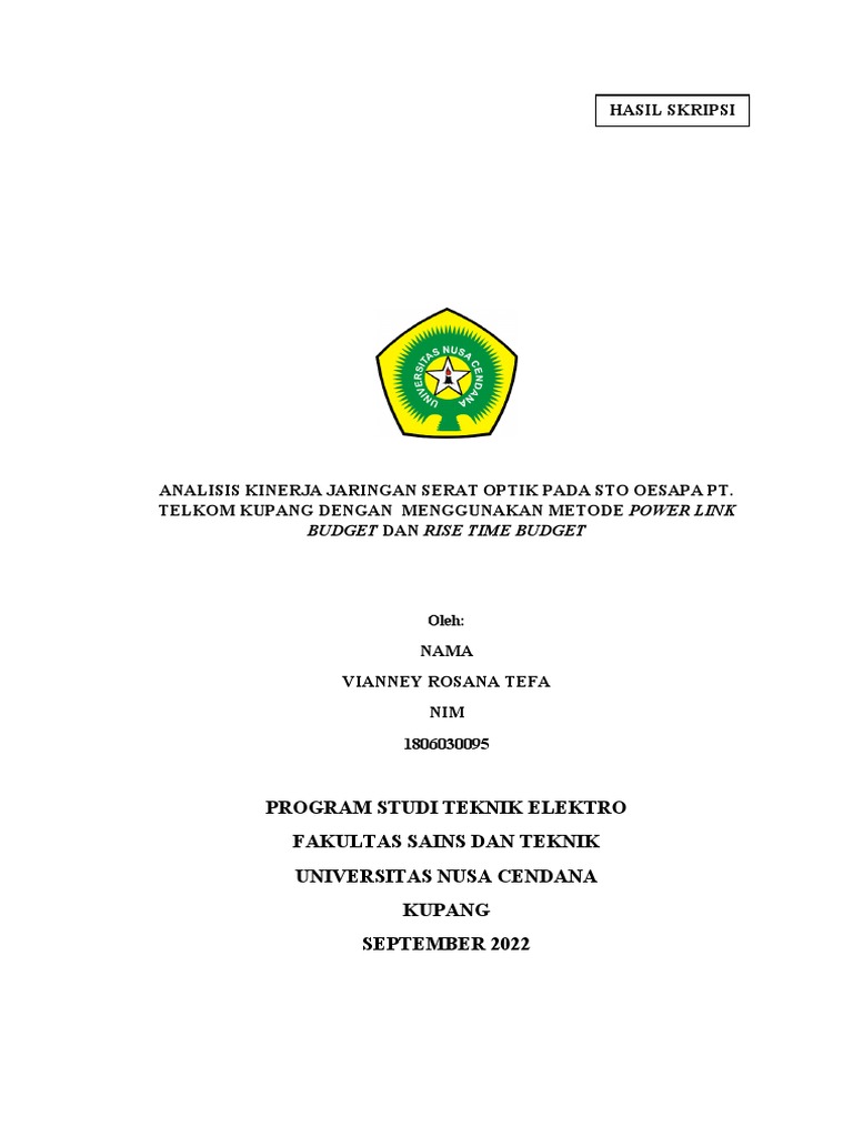 Kinerja Jaringan Serat Optik di Kupang | PDF