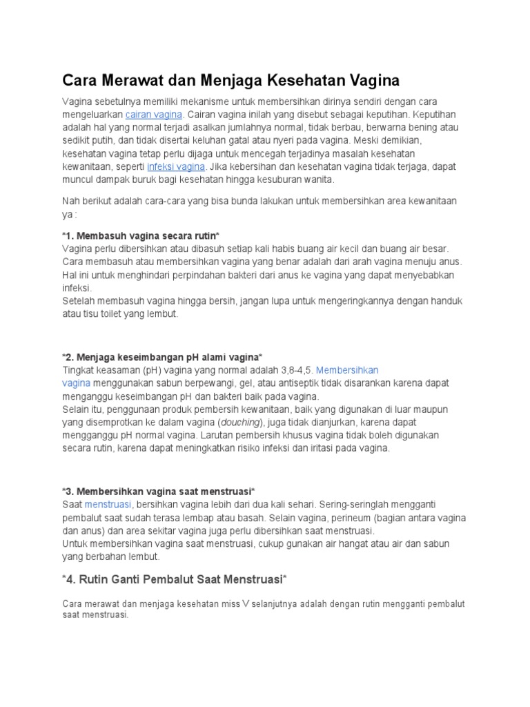 Cara Merawat Dan Menjaga Kesehatan Vagina | PDF