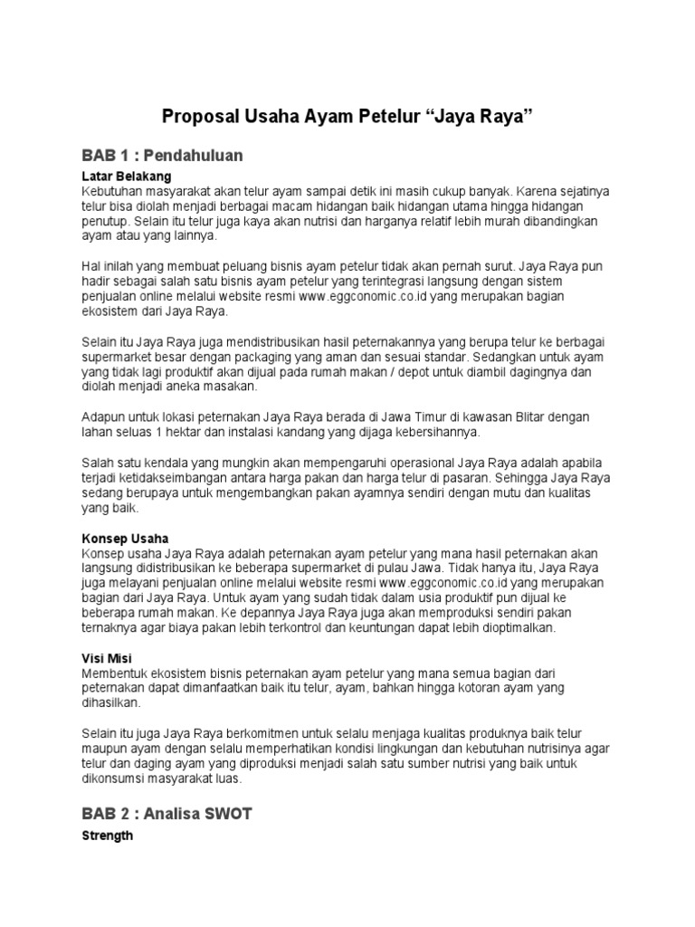 Proposal Usaha Ayam Petelur | PDF