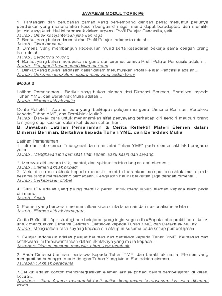 Jawabab Modul Topik P5 | PDF