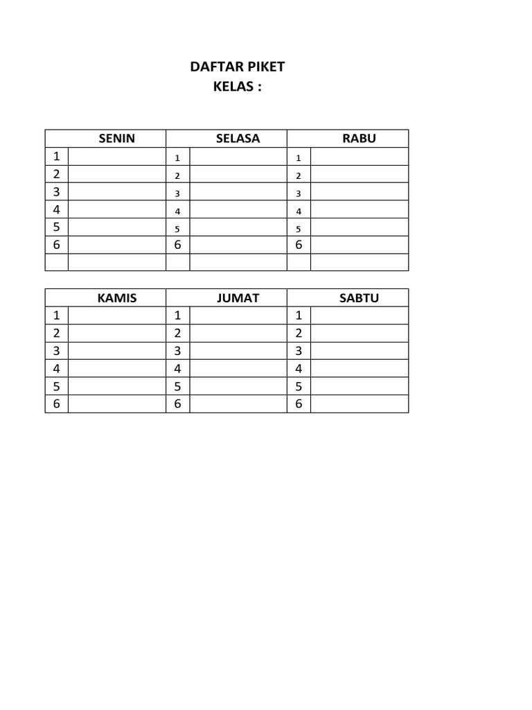 Daftar Piket Kelas 8C | PDF
