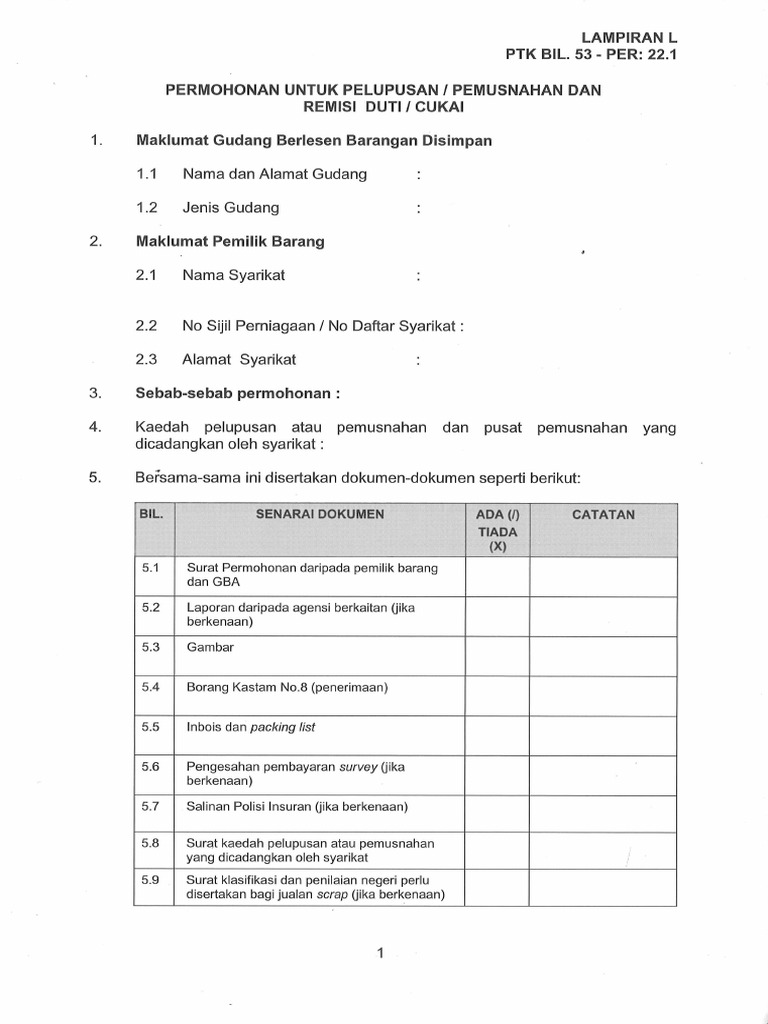 PTK53 Lampiran L Pelupusan Remisi | PDF