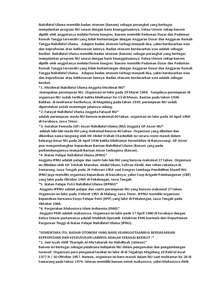 Banom Dan Lembaga Nu | PDF