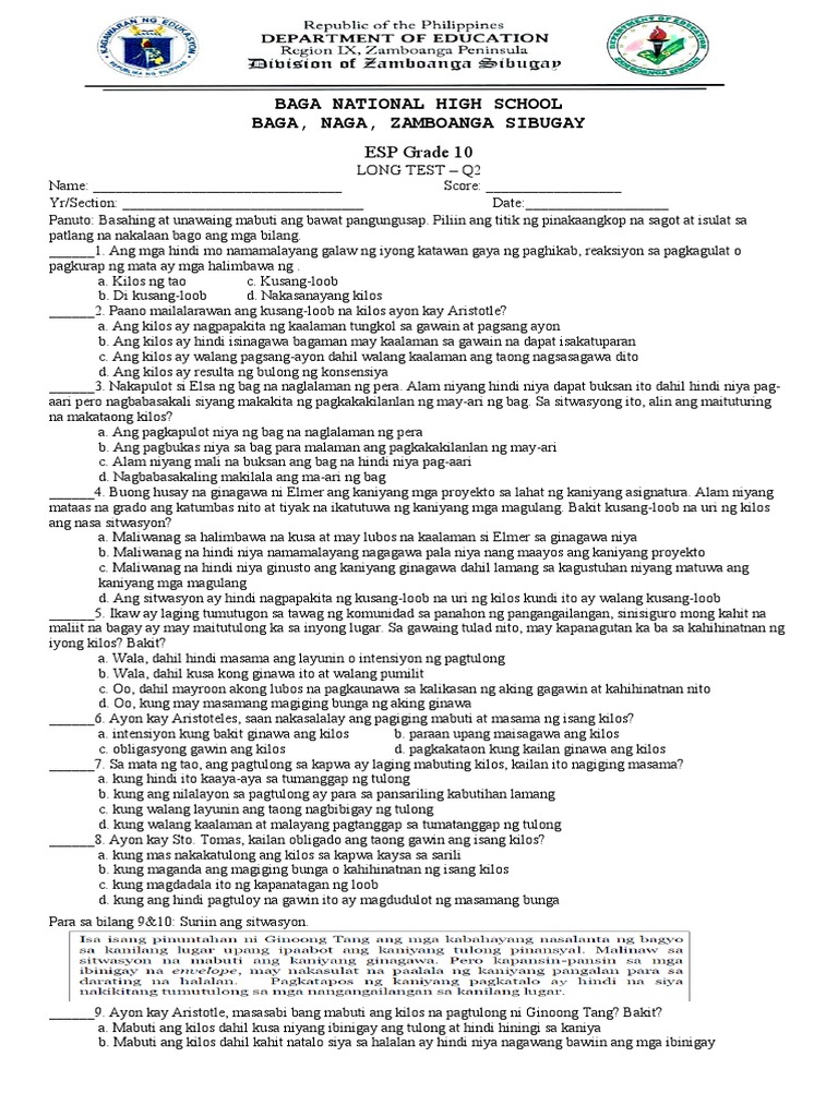 TQ-ESP 10 2nd Quarter | PDF