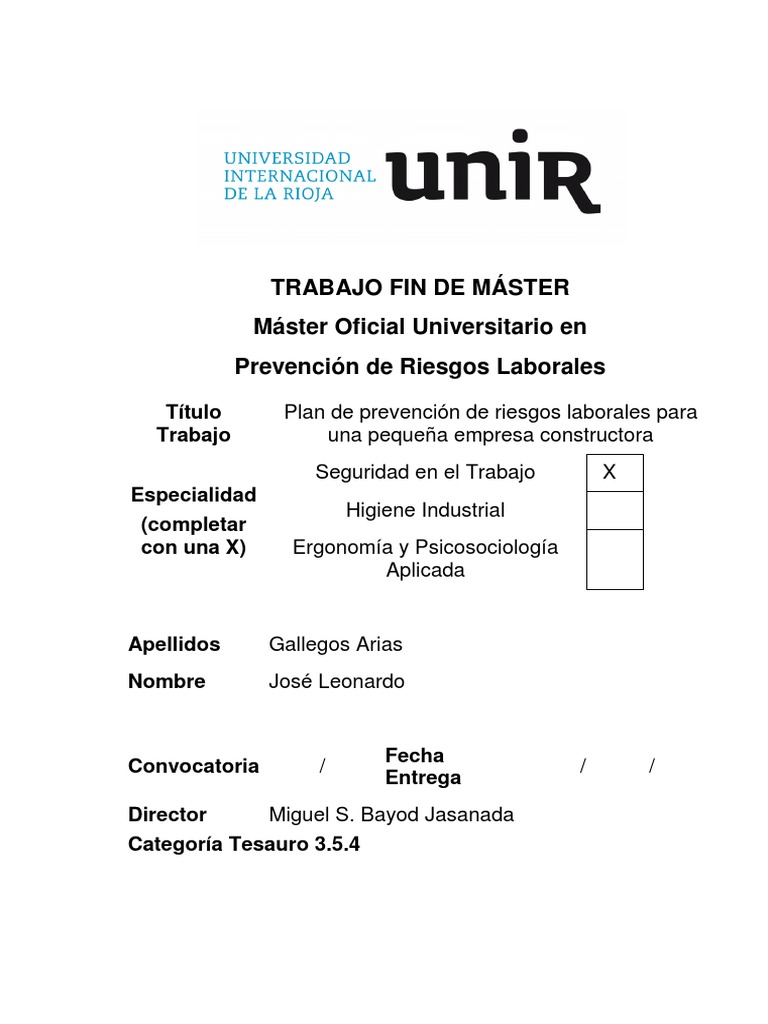 Definitivo TFM JGA | PDF | Riesgo | Planificación