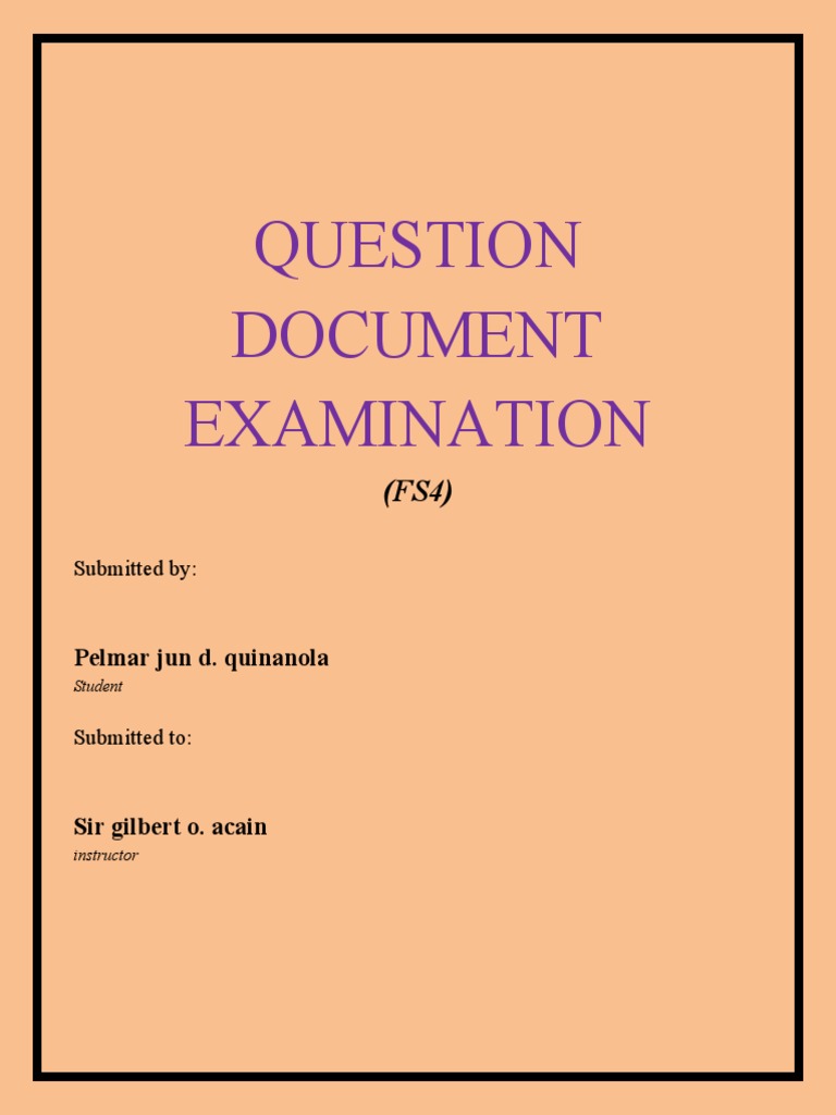 Question Document Examination | PDF