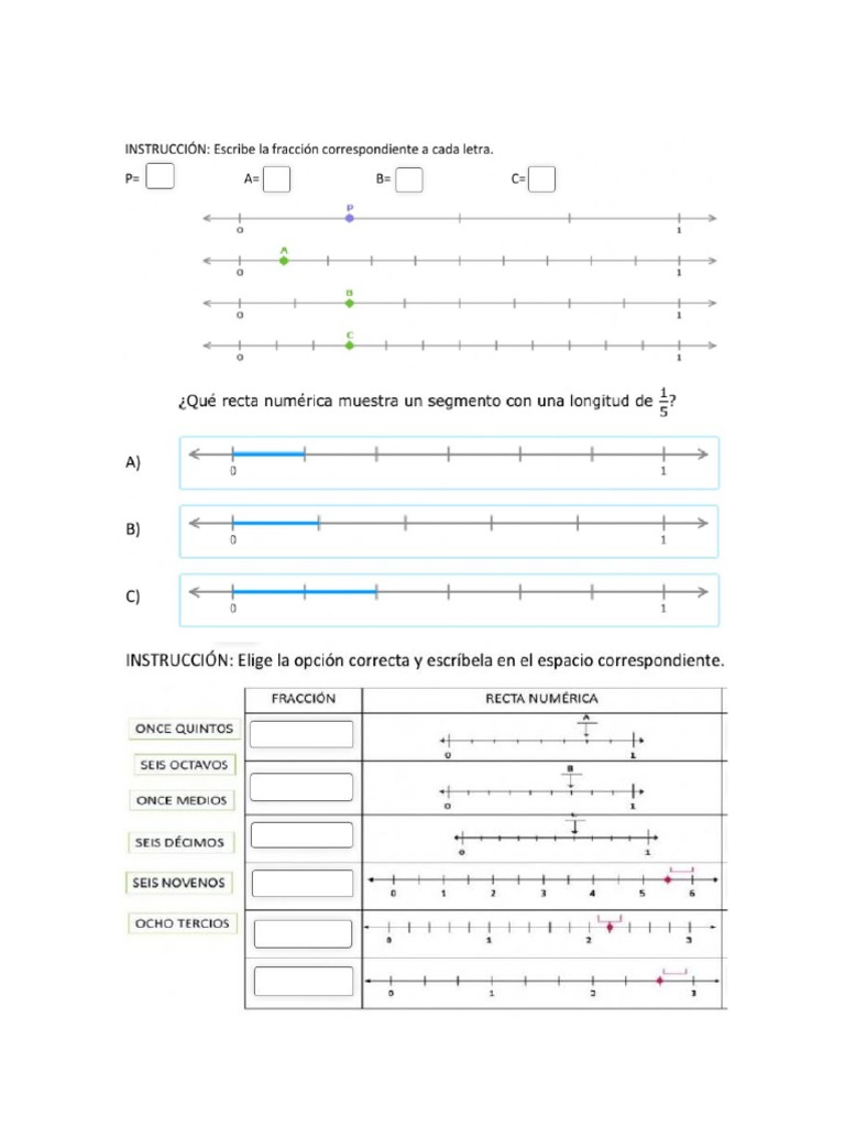 Ubicar Fracciones en La Recta | PDF