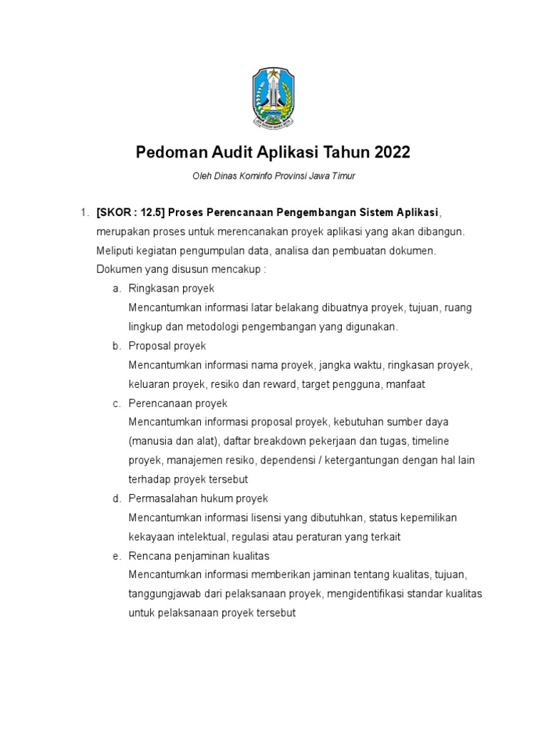Pedoman Audit Aplikasi Tahun 2022 | PDF