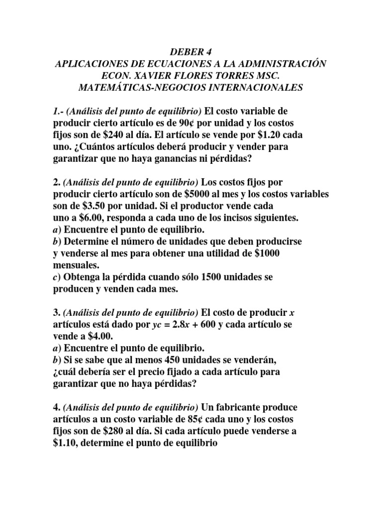 Deber 4 Aplicaciones Unidad 2 | PDF | Oferta (economía) | Precios