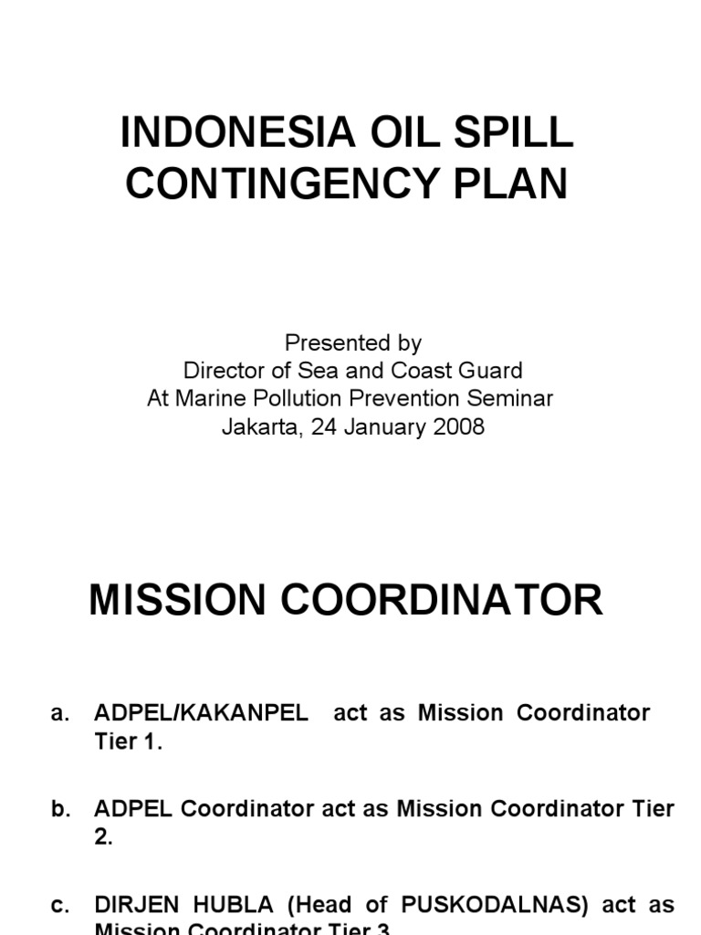 Indonesia Oil Spill Contingency Plan | PDF | Petroleum | Oil Spill