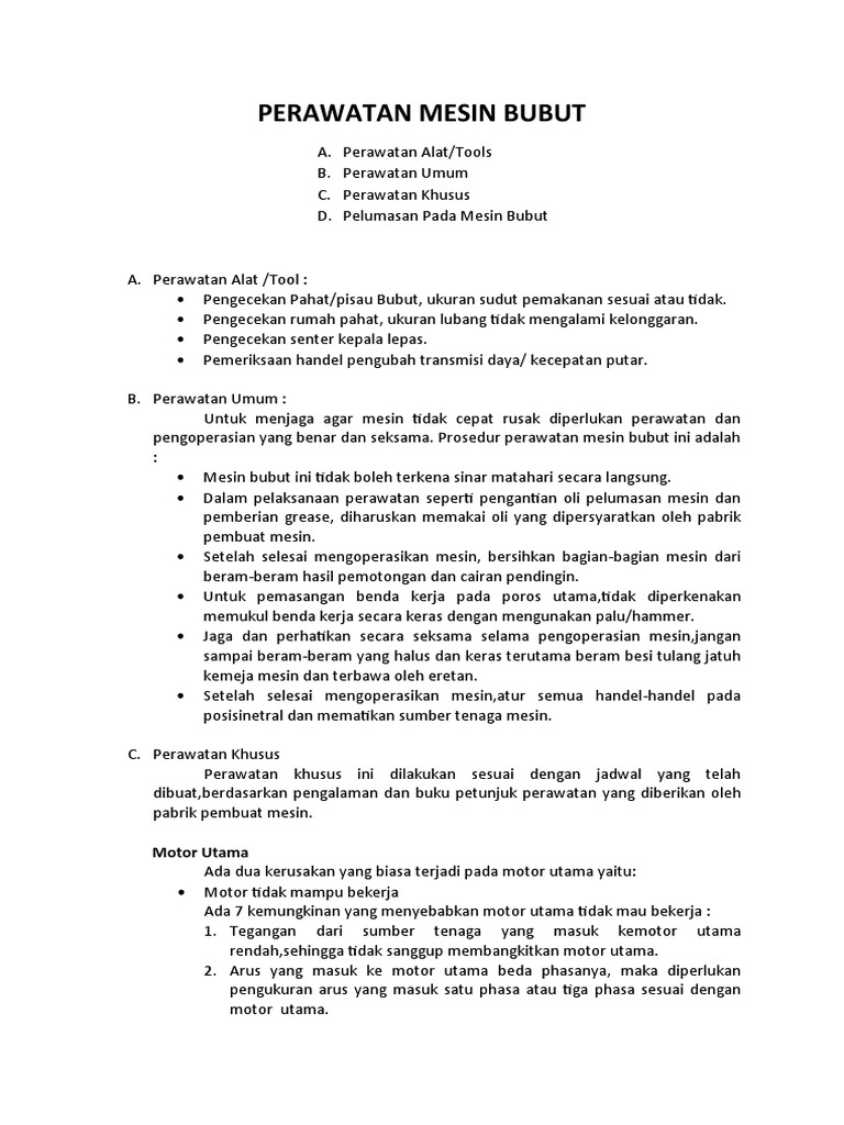 Perawatan Mesin Bubut | PDF
