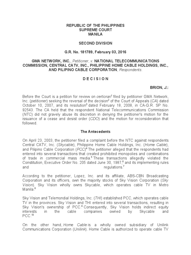 GMA V NTC | PDF | Injunction | Justice