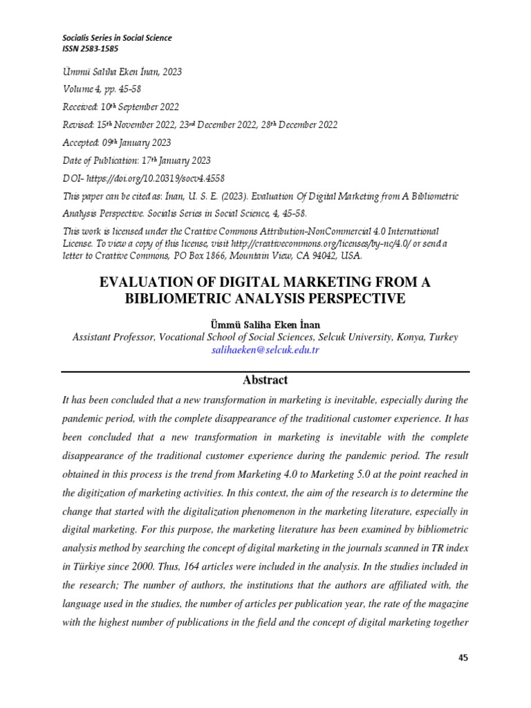Evaluation of Digital Marketing From A Bibliometric Analysis ...