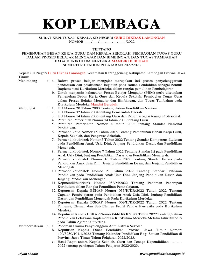 SK PBM Kurikulum Merdeka Mandiri Berubah 2022-2023 1 | PDF | Karier & Perkembangan