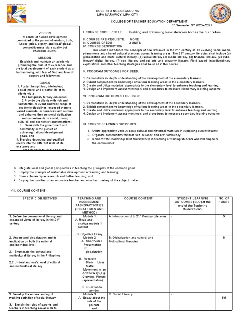 Building and Enhancing New Literacies Across The Curriculum Final ...