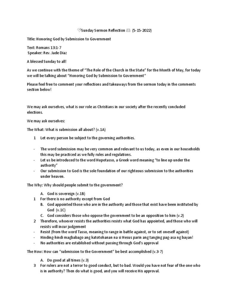 Sunday Sermon Reflection 5-15-2022 | PDF