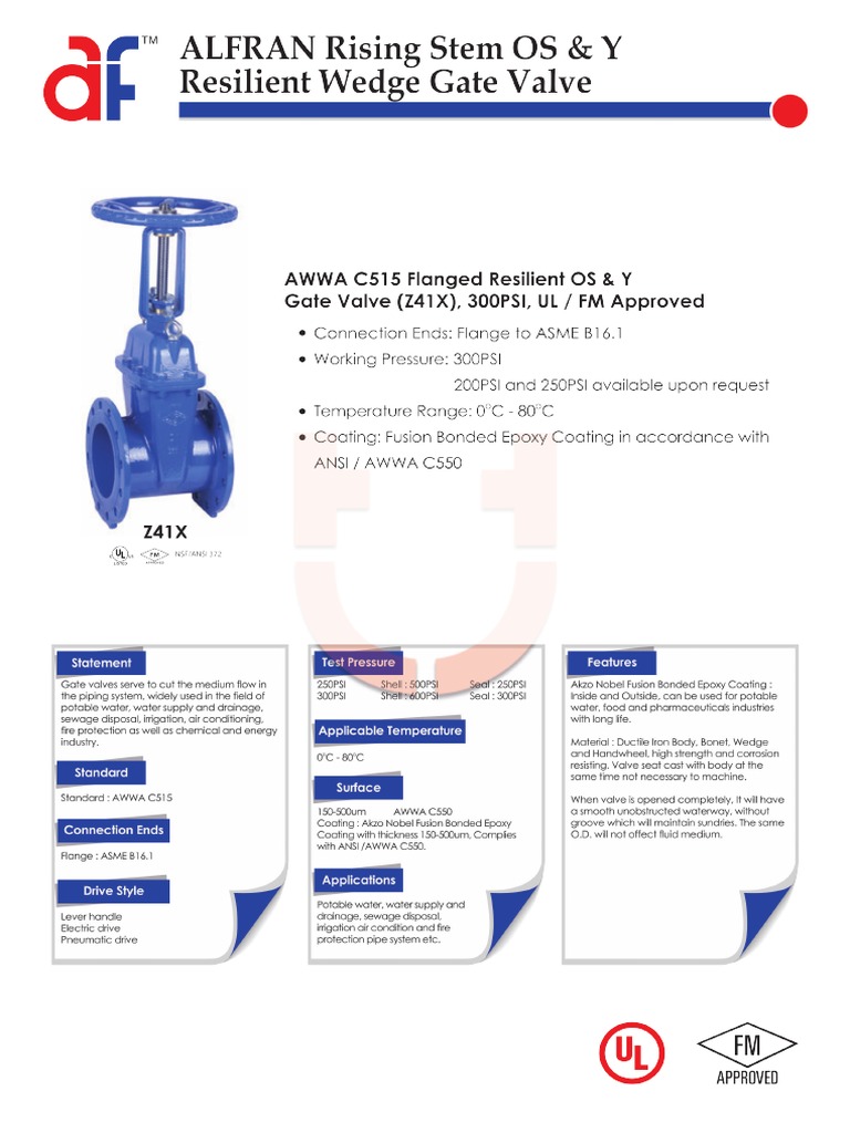 ALFRAN - Rising Stem OS & Y Resilient Wedge Gate Valve | PDF