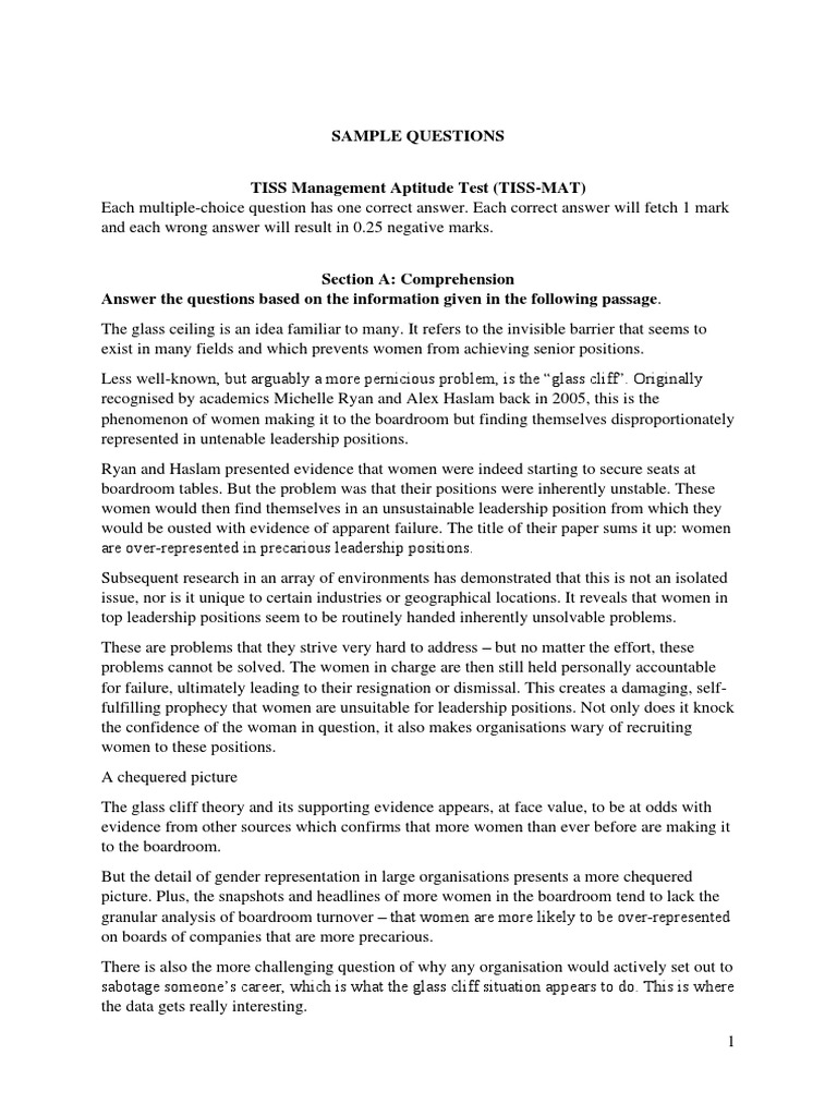 TISS - MAT Sample Questions 2-Converted | PDF | Leadership | Business