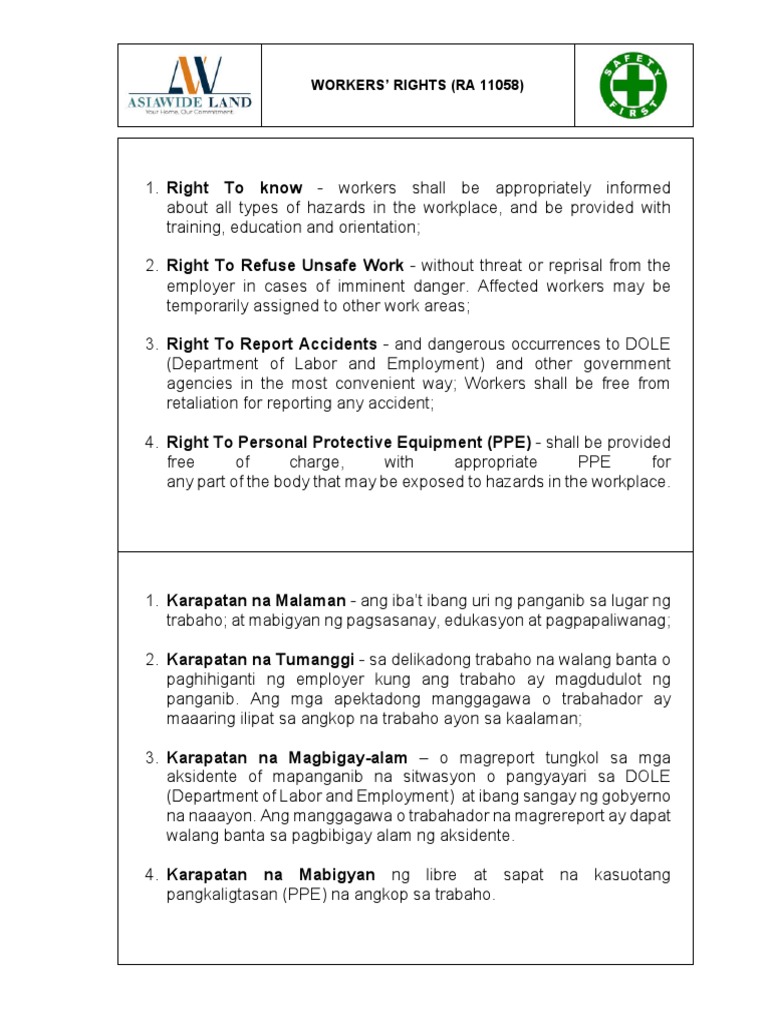 03 Workers' Right (RA 11058) Rev. 1 | PDF