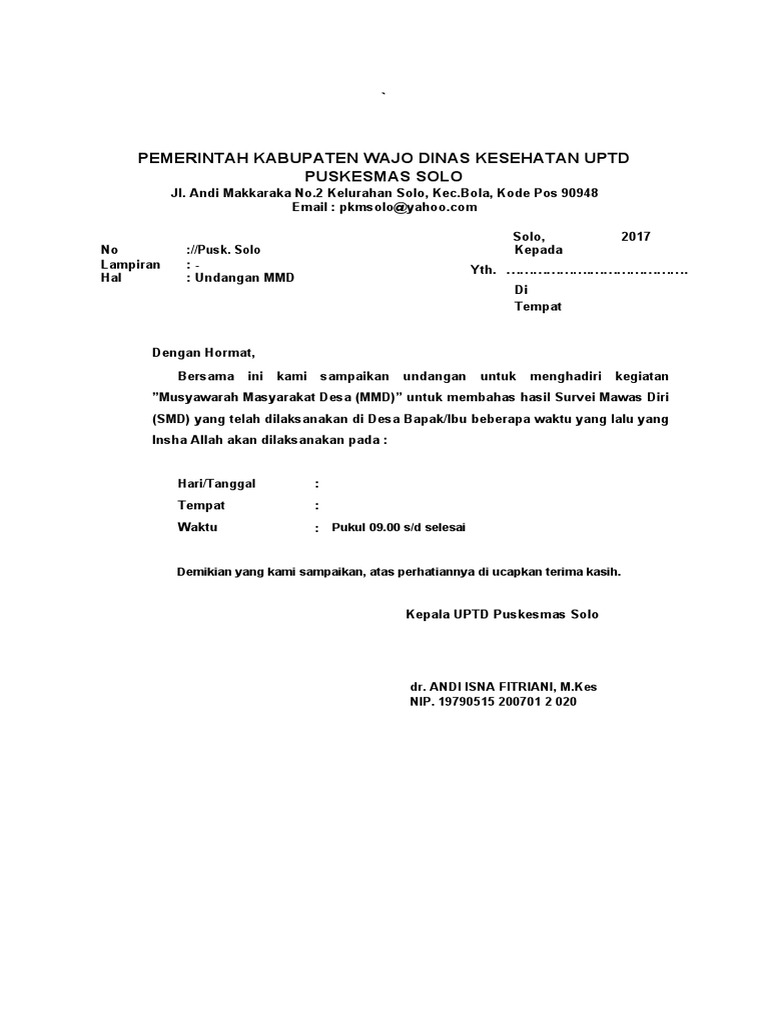Surat Undangan Kegiatan MMD | PDF