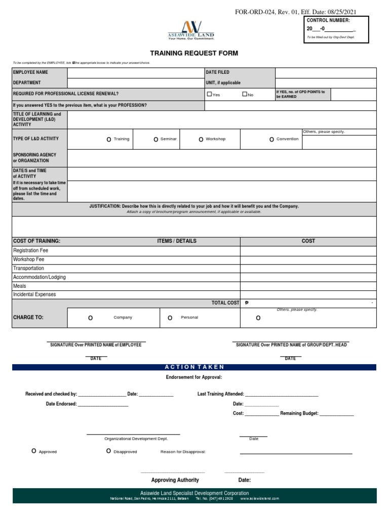 Employee Training Request Form | PDF | Business