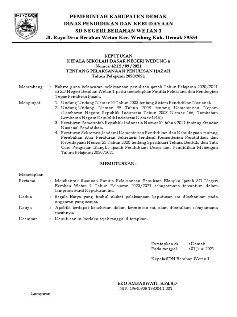 SK Tim Penulisan Ijazah | PDF