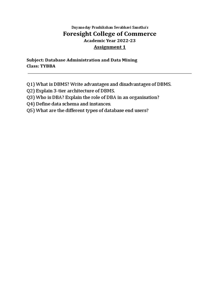 Database Administration Assignment 2022-23 | PDF | Career & Growth ...
