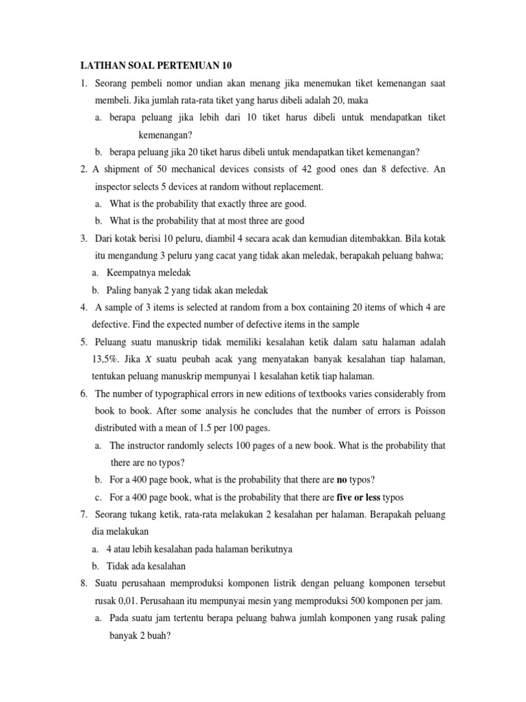 Latihan Soal Pertemuan 10 | PDF