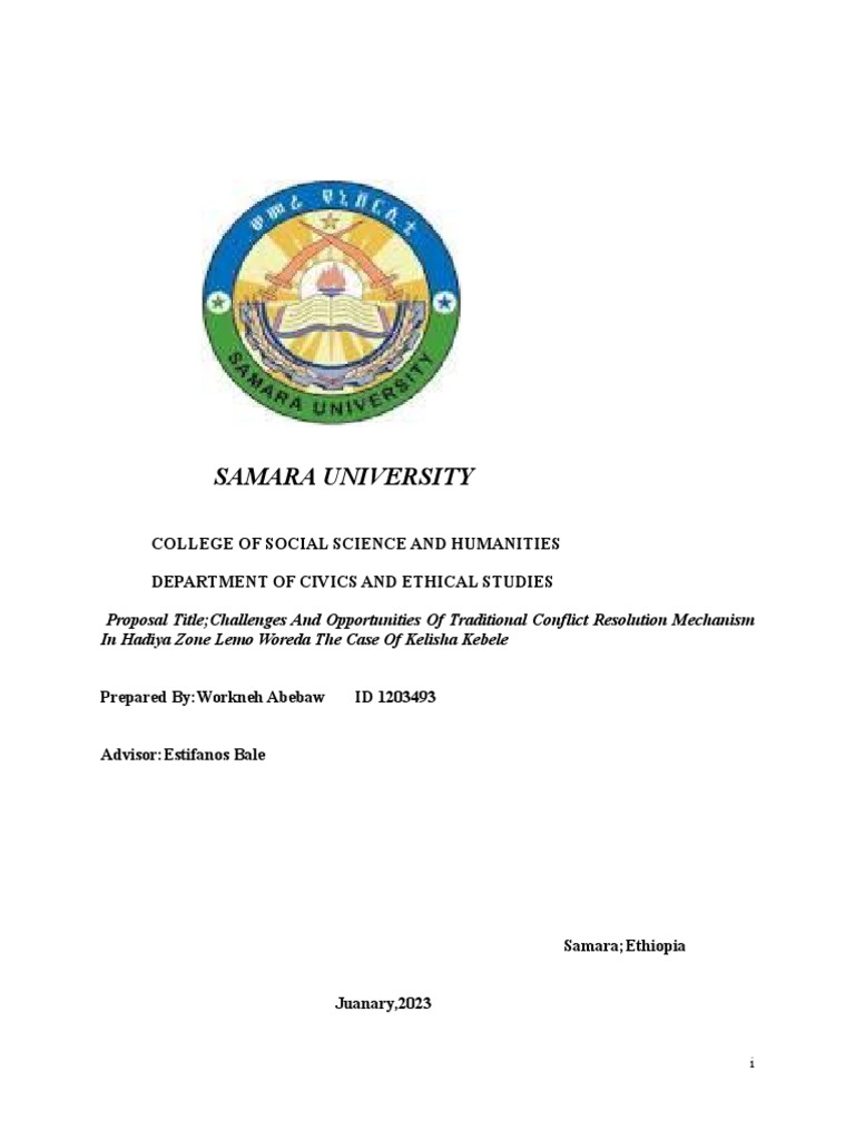 Workneh Proposal | PDF | Focus Group | Conflict Resolution