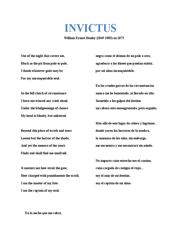 INVICTUS - Poesía Inglesa | PDF | Poesía