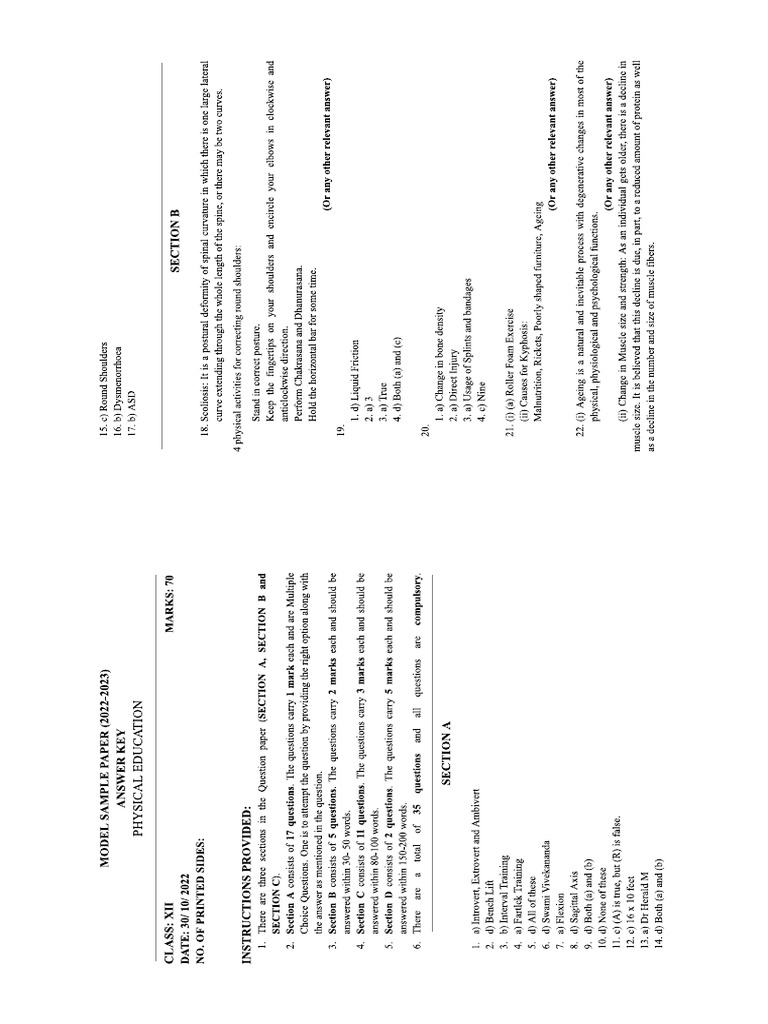 Phy Ed Answer Key | PDF