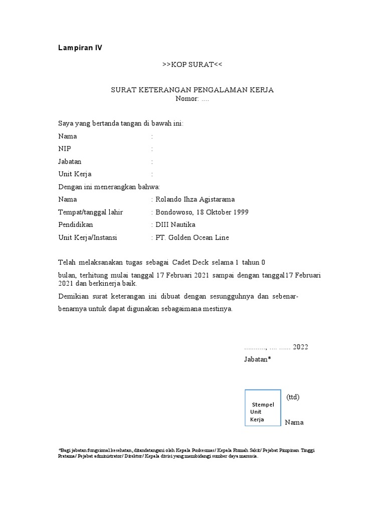 Format Surat Pengalaman Kerja | PDF