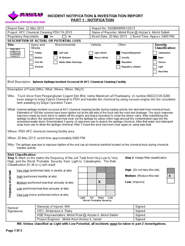 Incident Report | PDF | Personal Protective Equipment | Safety