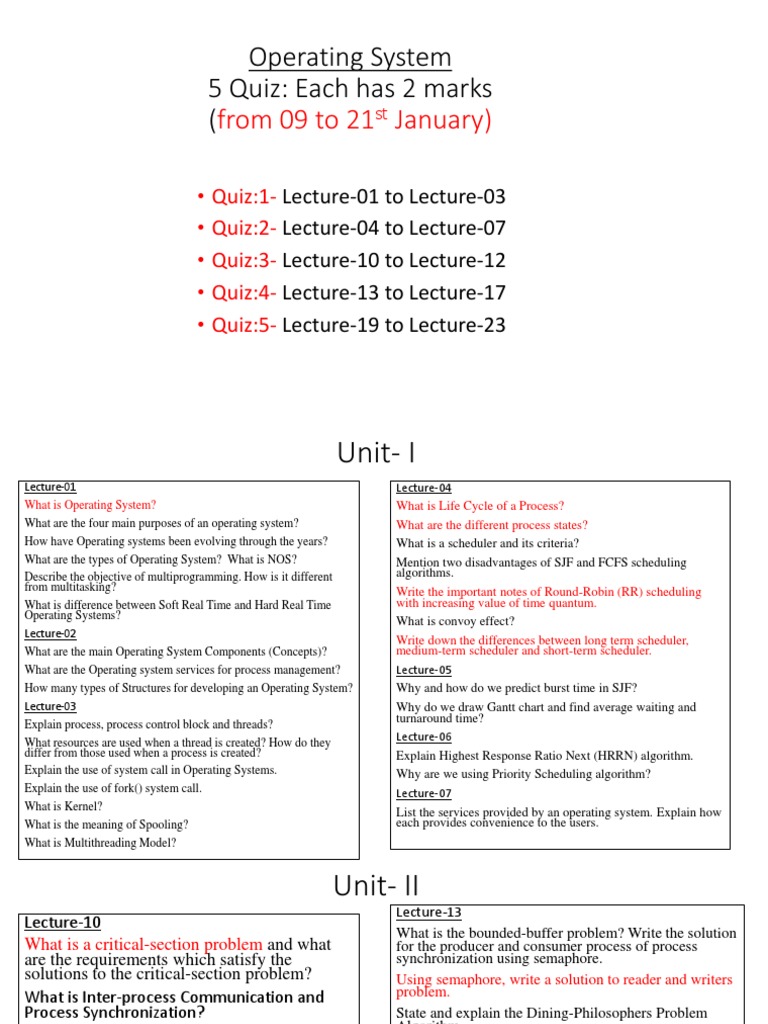Quiz OS | PDF | Scheduling (Computing) | Process (Computing)