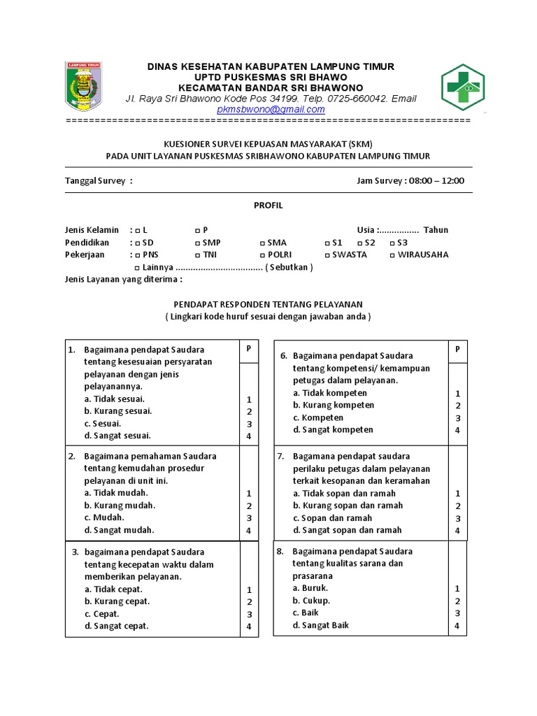 Form Survey Kepuasan Pelanggan | PDF