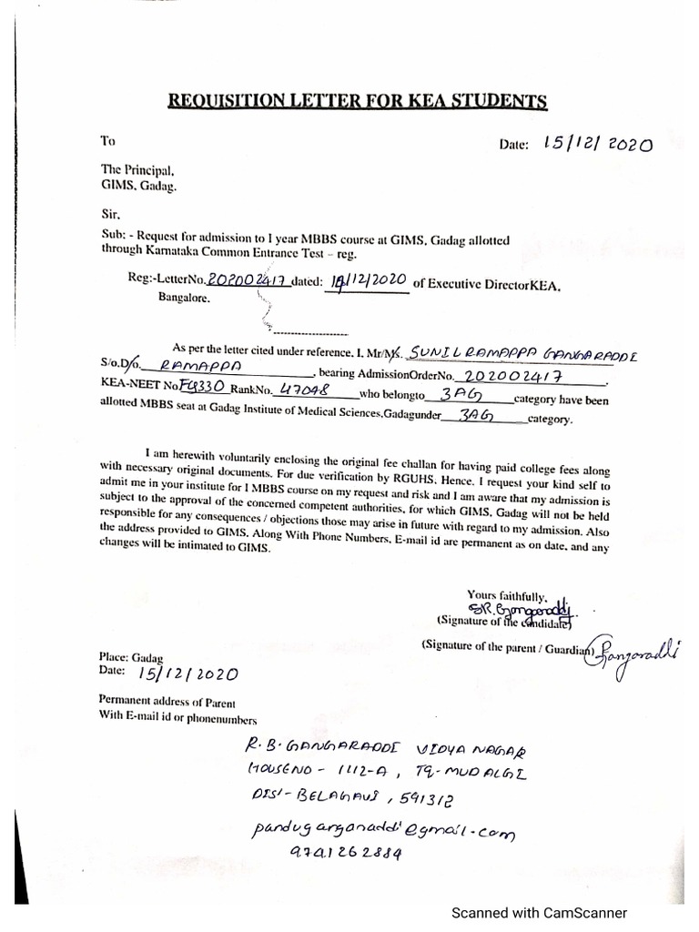 Requisition Letter For Kea Student | PDF