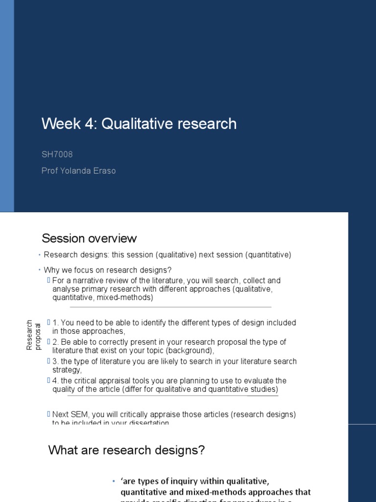 Week 4 Qualitative Research PDF Qualitative Research